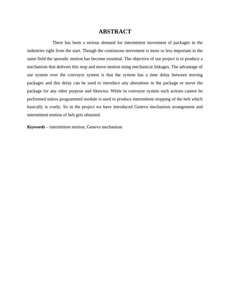 Geneva Mechanism for Intermittent Motion | PDF
