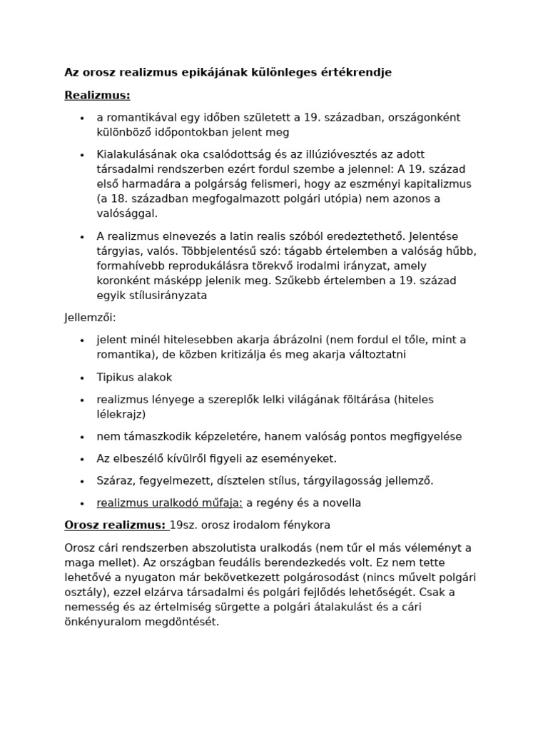 Az Orosz Realizmus | PDF