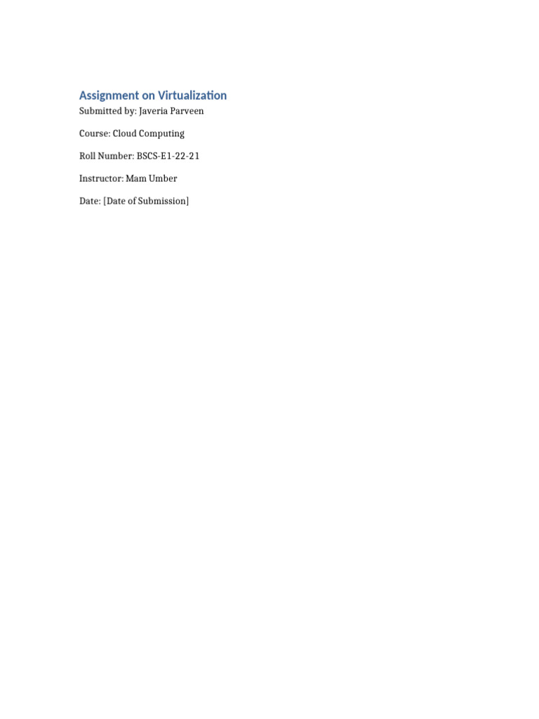 Virtualization Assignment Javeria Parveen CloudComputing | PDF ...