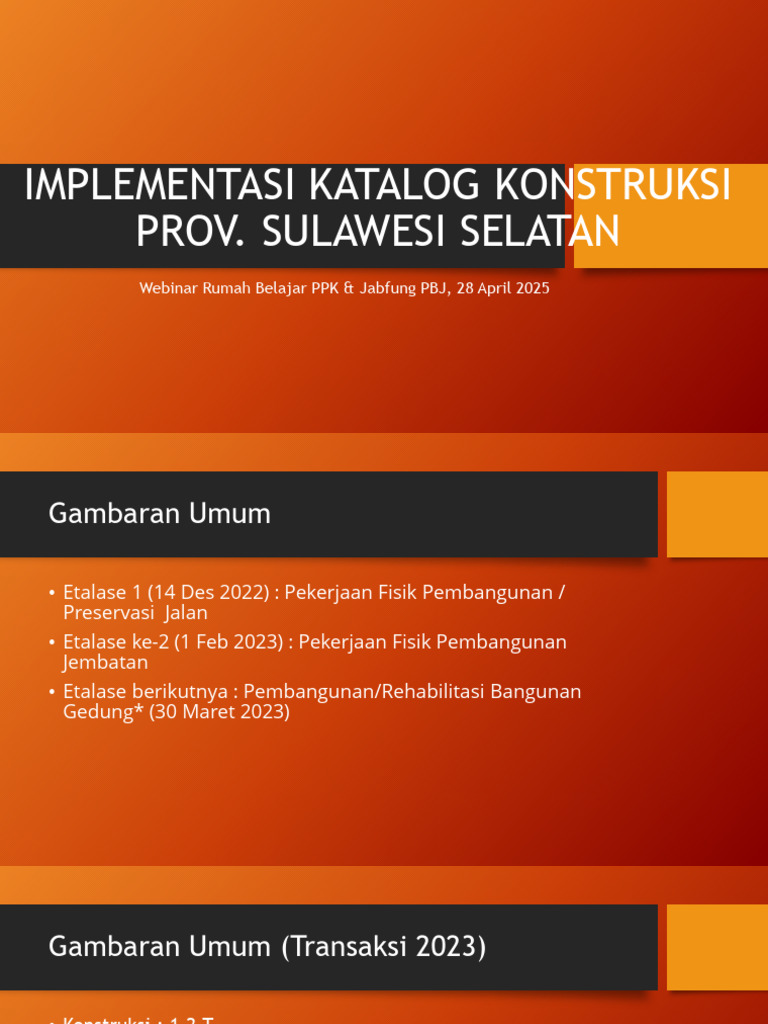 28 April 2025 IMPLEMENTASI KATALOG KONSTRUKSI PROV SULSEL | PDF