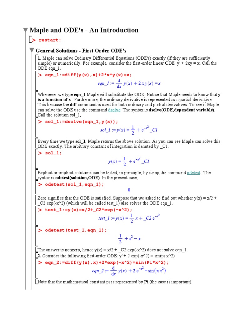 Math2800 ODE's Introduction | PDF | Ordinary Differential Equation ...