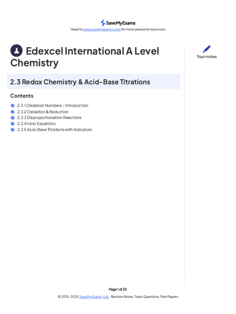 Redox Chemistry & Titrations Guide | PDF | Redox | Mole (Unit)