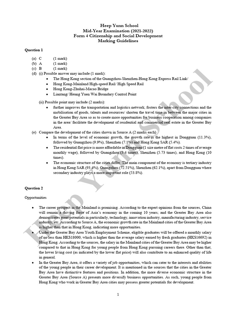 Heep Yunn School Mid-Year Exam Guidelines | PDF | Hong Kong | Shenzhen