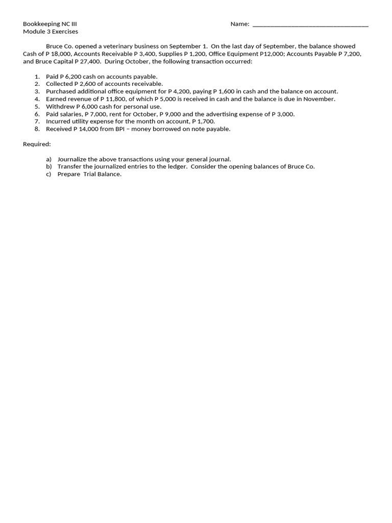 Bookkeeping NC III: Journal & Trial Balance | PDF