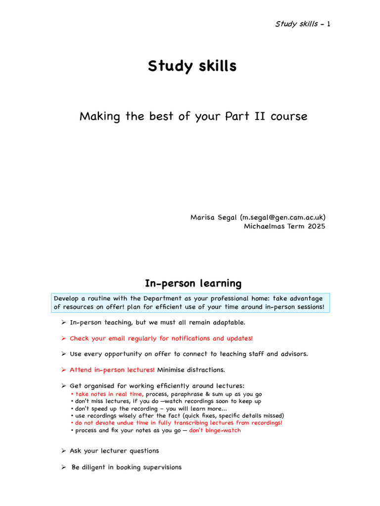 Essential Study Skills for Part II Success | PDF | Artificial ...