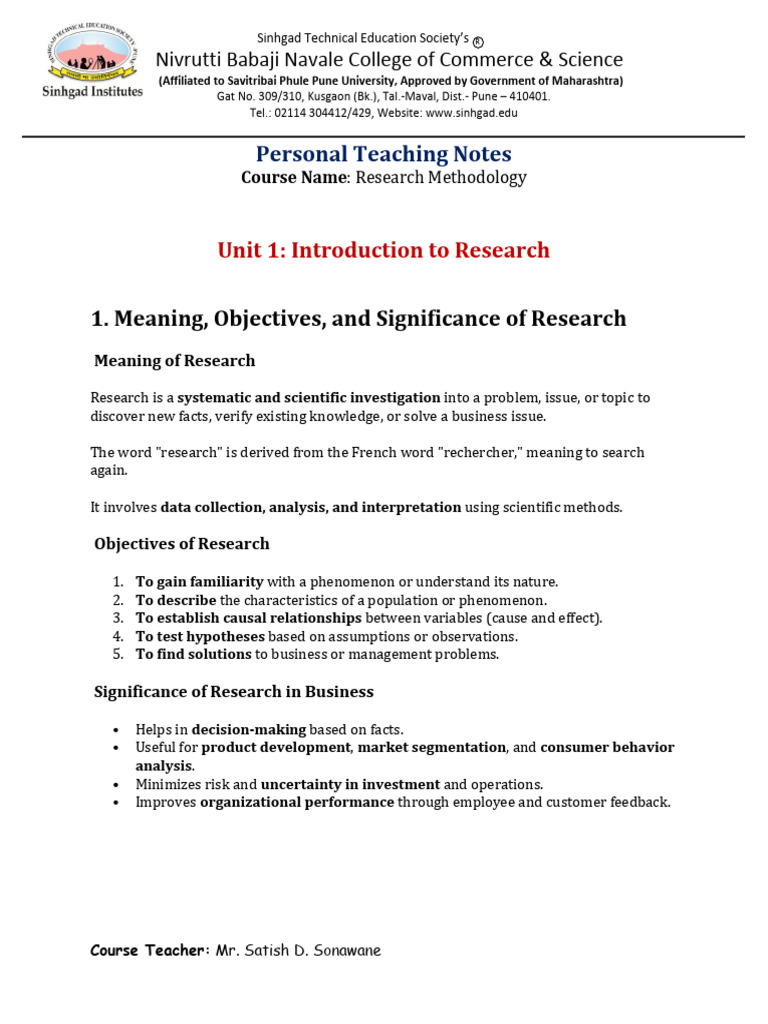 Research Methodology Course Overview | PDF | Sampling (Statistics ...