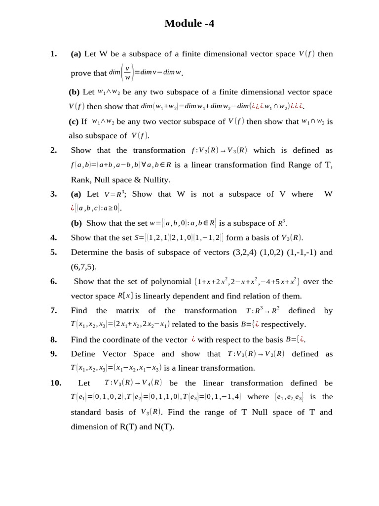 Linear Algebra: Subspaces & Transformations | PDF