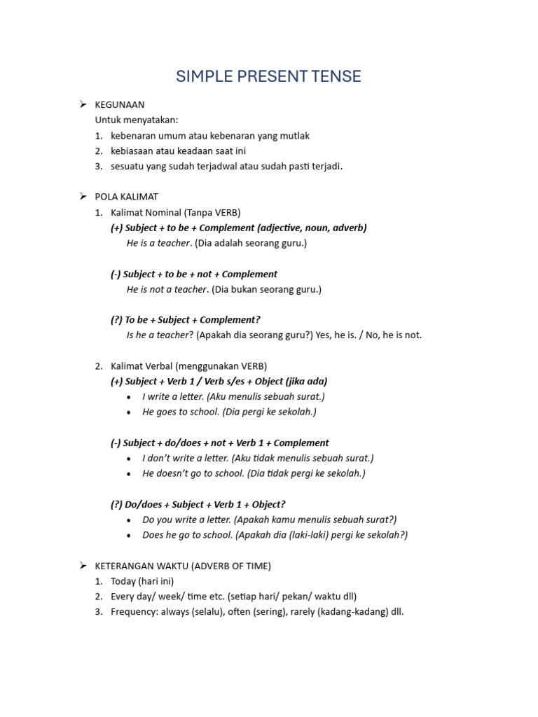 Simple Present Tense Guide and Exercises | PDF