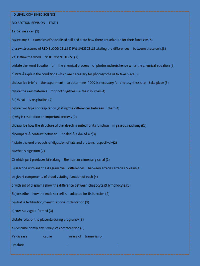 Comb Sci Bio Test 1 | PDF