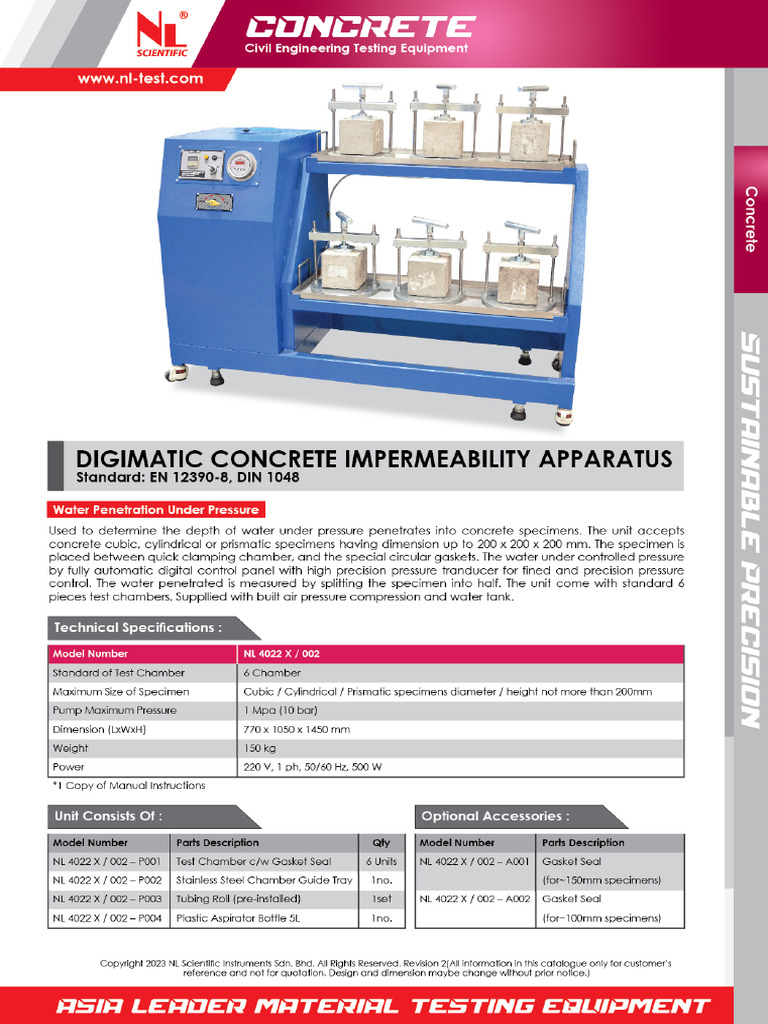 Water Penetration Permeability Test Apparatus - NL | PDF