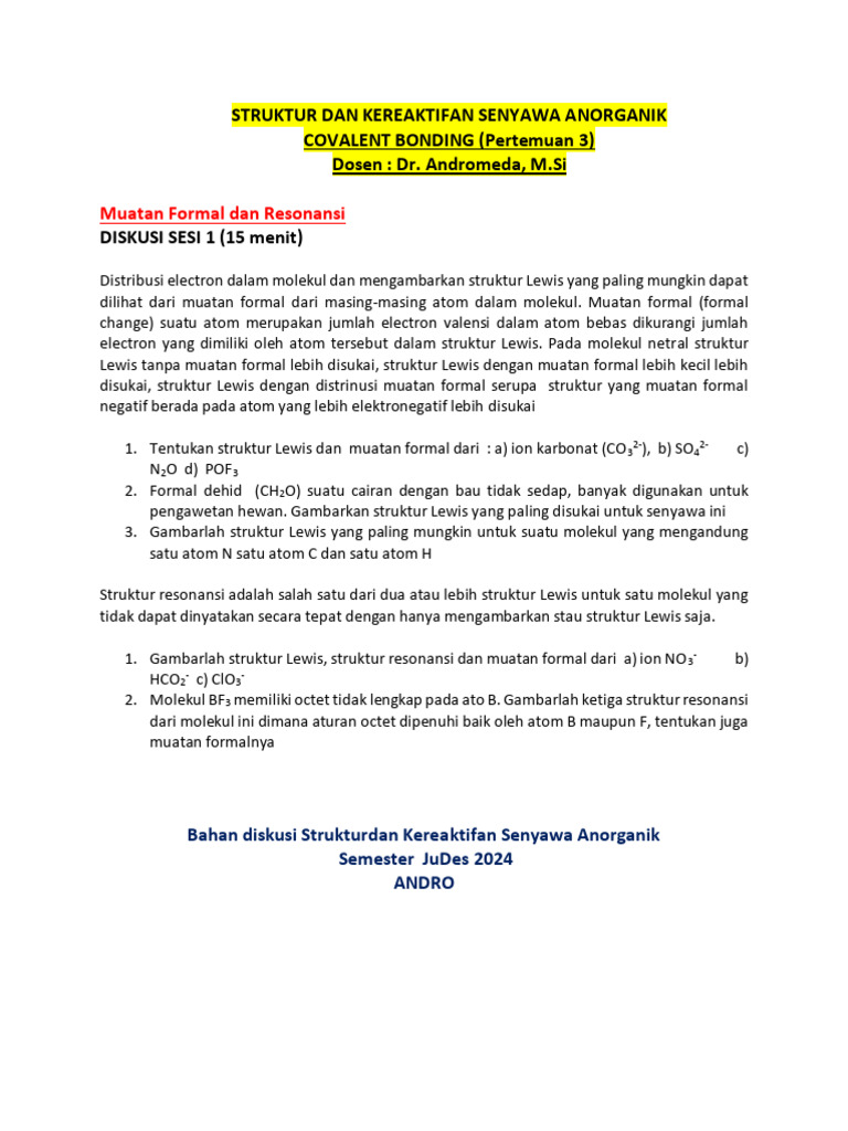 Struktur Lewis dan Muatan Formal Senyawa | PDF