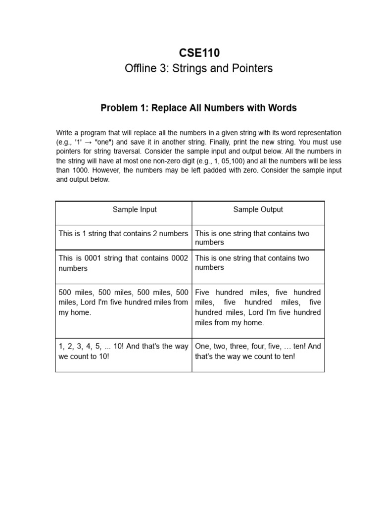 Offline 3 - Strings+Pointers | PDF | String (Computer Science) | Computer Science