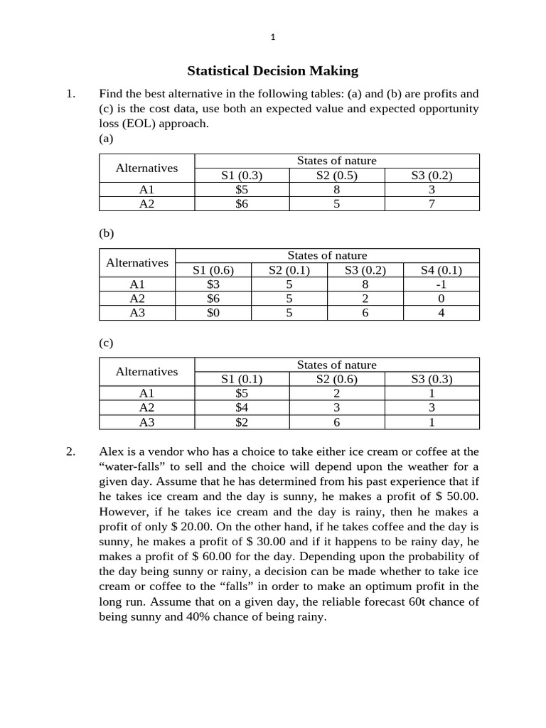 Statistical Decision Making Techniques | PDF | Applied Mathematics