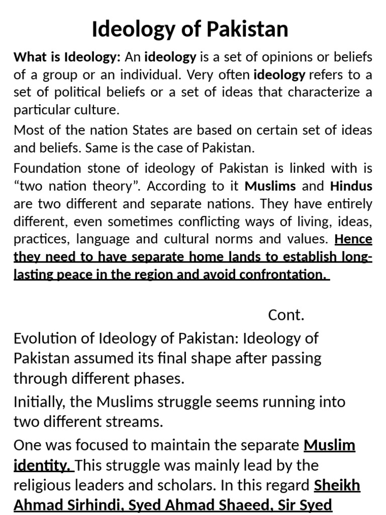 Ideology of Pakistan & Roll of Sir Syed Ahmed | PDF | Two Nation Theory