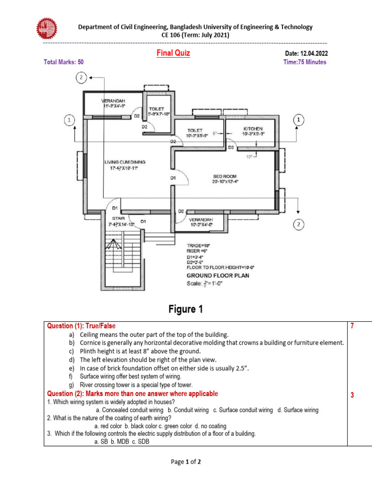 Civil Engineering Final Quiz CE 106 | PDF | Building Engineering ...