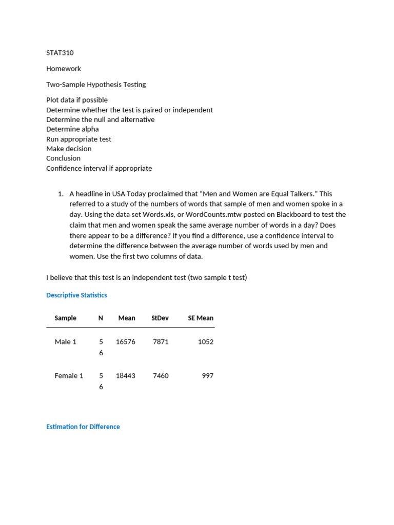 Two Sample Hypothesis Testing Now | PDF | P Value | Statistics