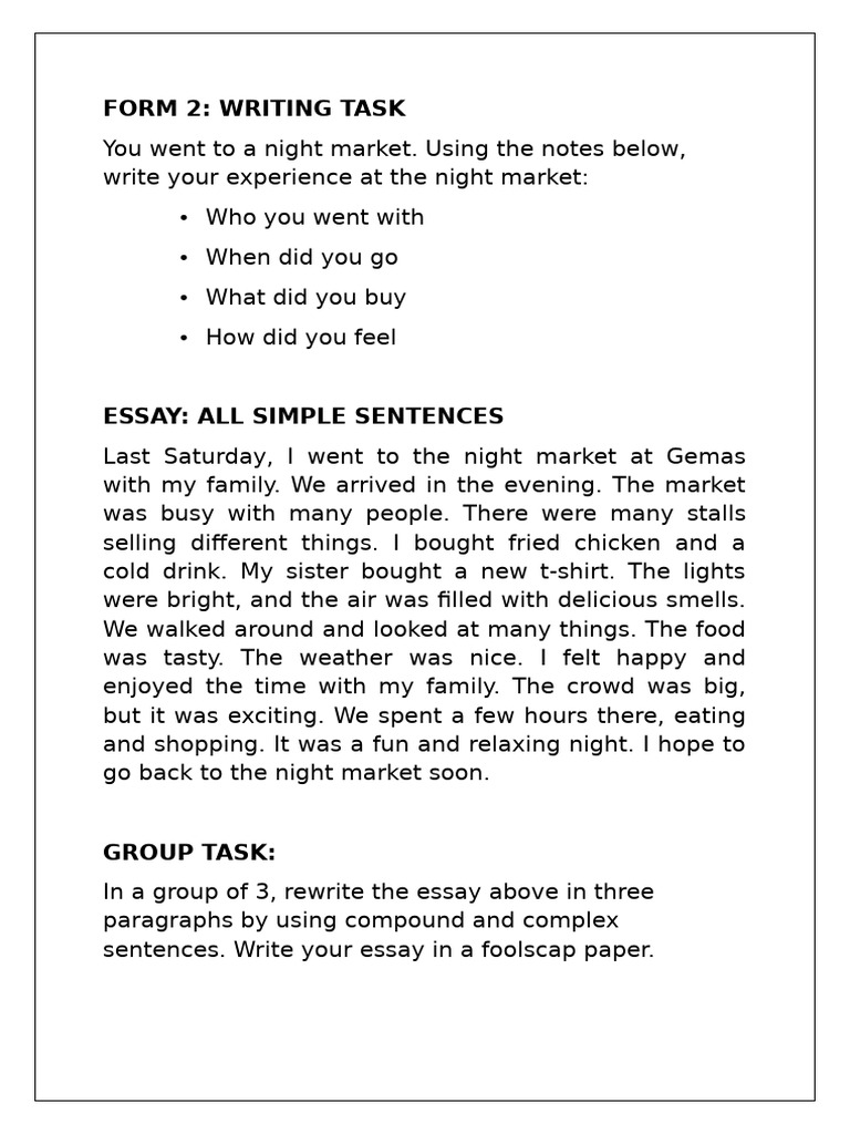Form 2 Complex Sentence Essay | PDF