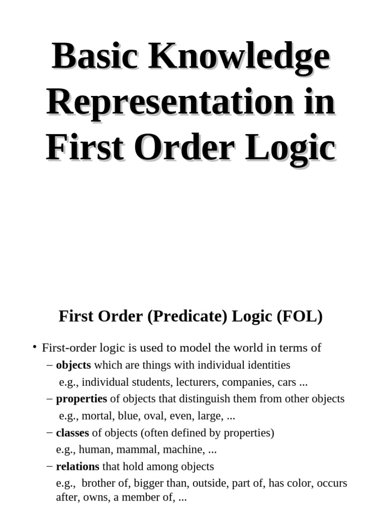 First Order Logic Fundamentals | PDF | Interpretation (Logic) | First ...