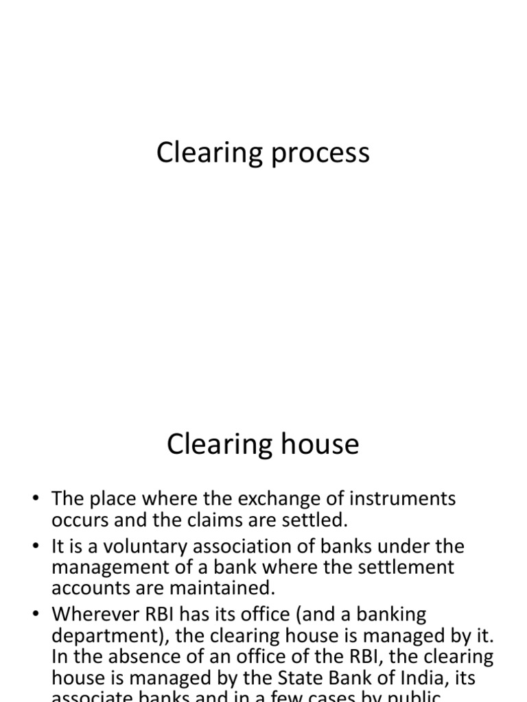 RBI Clearing House Process Explained | PDF | Clearing (Finance ...