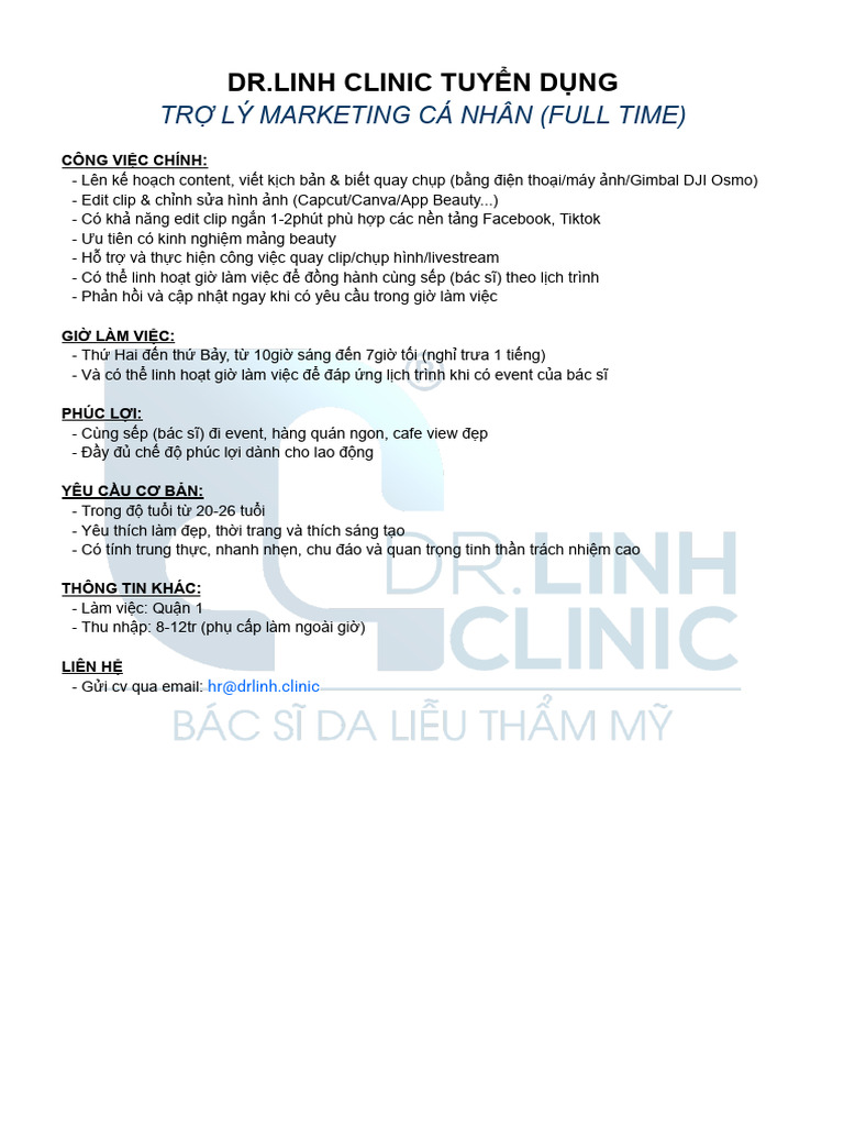 DR - Linh Clinic - JD TR Lý Cá Nhân | PDF