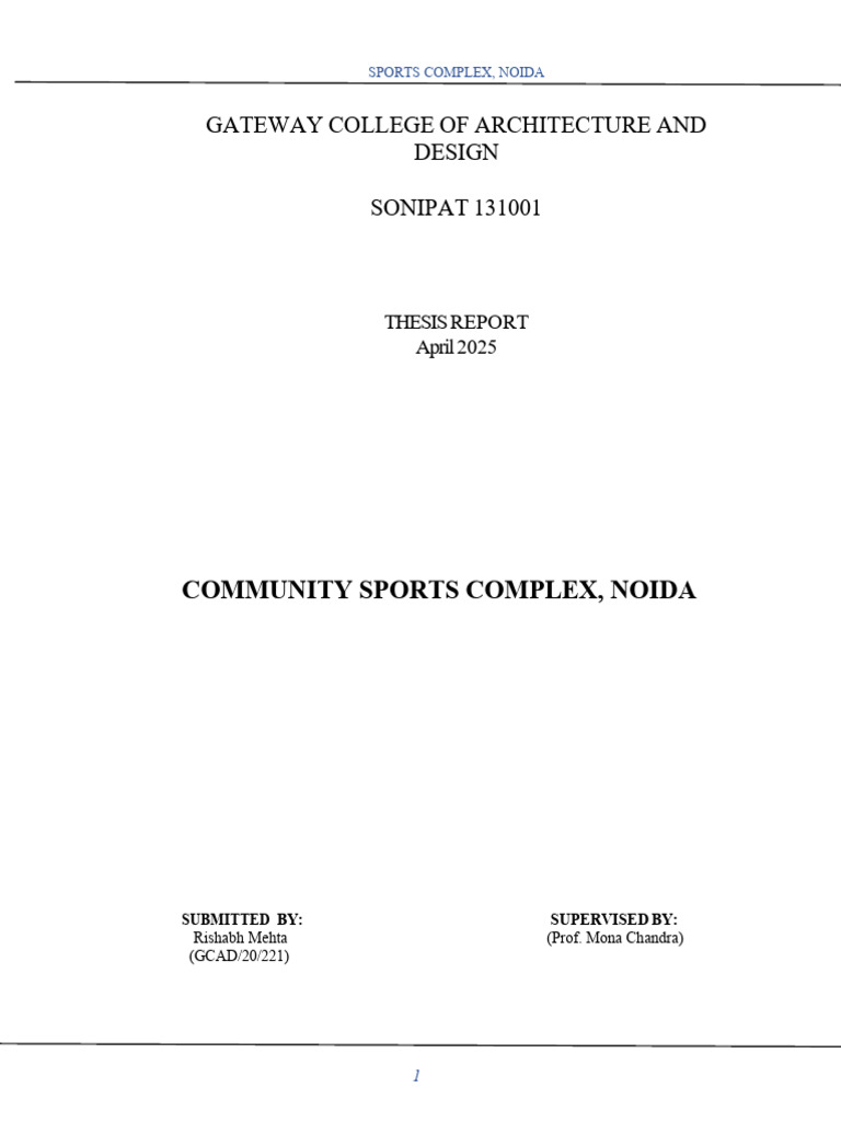 Community Sports Complex Thesis Report | PDF | Physical Fitness | Sports