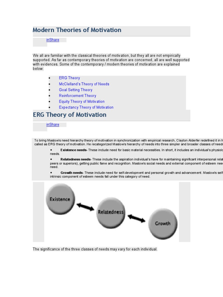 Modern Theories of Motivation | PDF | Goal Setting | Motivation