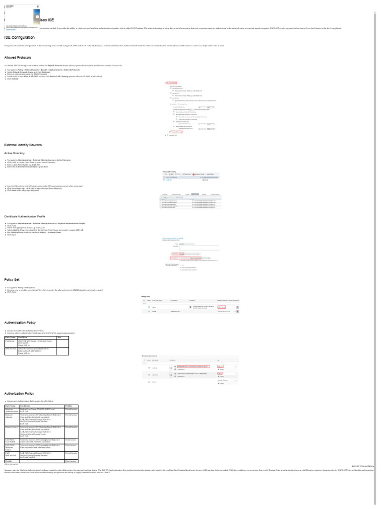 EAP Chaining Configuration in Cisco ISE | PDF | Authentication | Secure ...