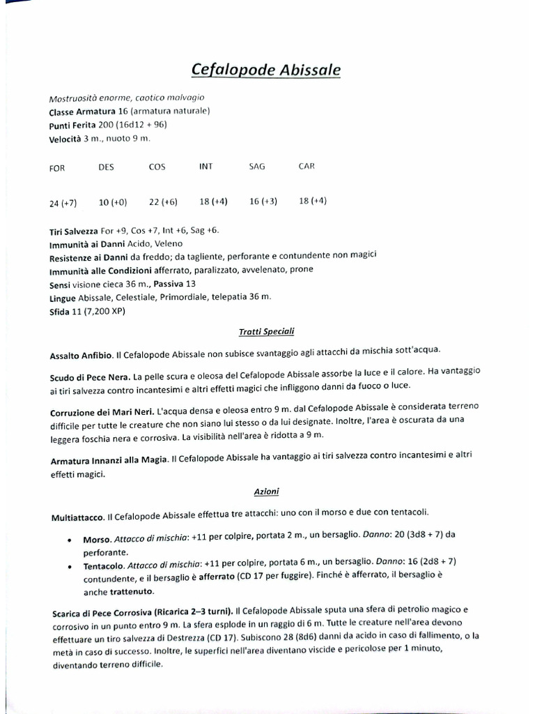 Cefalopode Abissale Ed Elementale | PDF