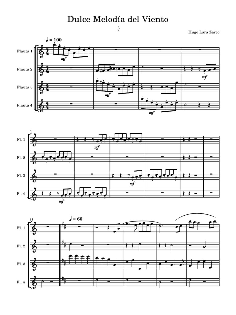 Dulce Melodia Del Viento - Hugo Lara(Obra 4 Flautas) | PDF | Recorded Music | Rock Albums
