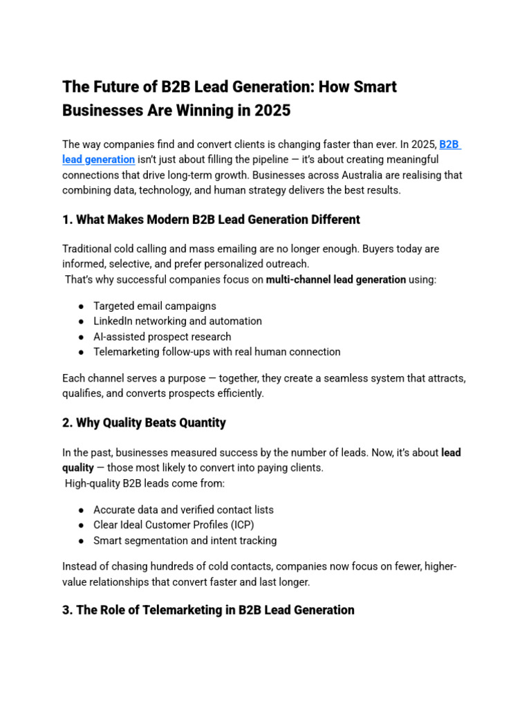 Build A B2B Lead Generation Strategy That Works | PDF | Automation ...