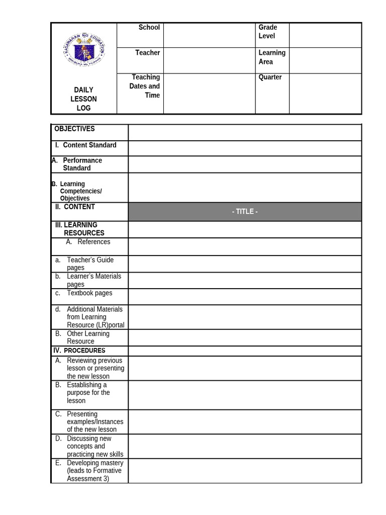 DLL Template | PDF
