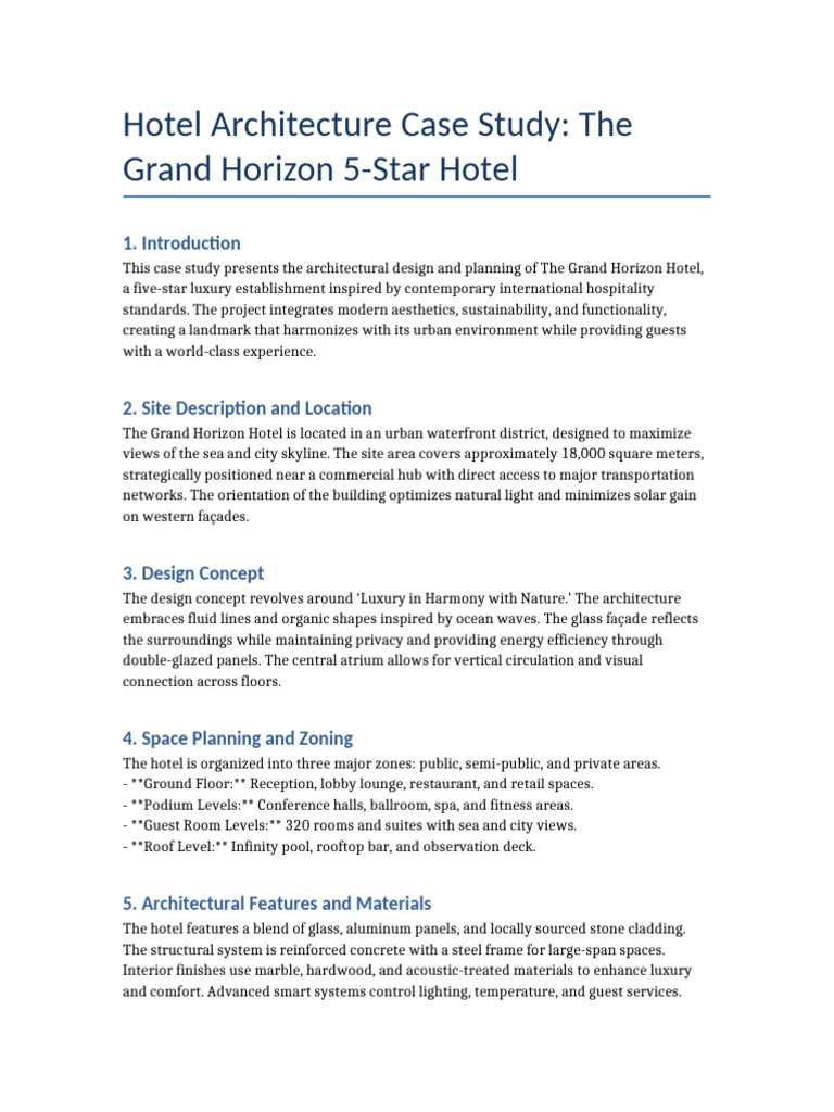 Grand Horizon Hotel Architecture Study | PDF | Roof | Hotel