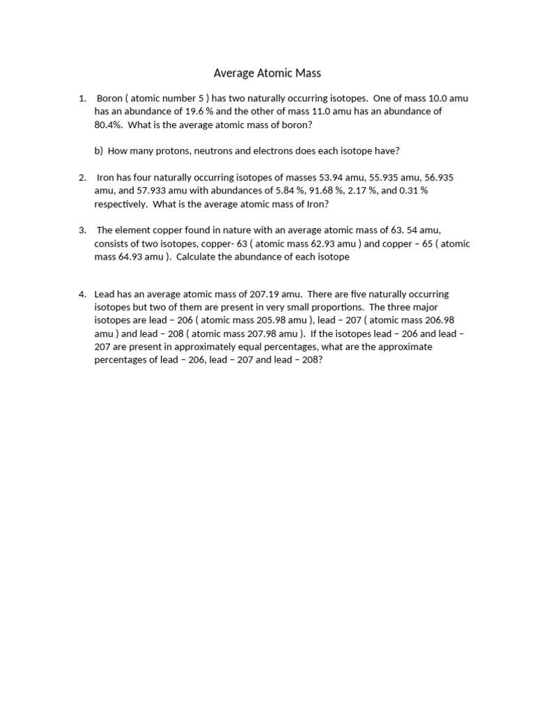 Average Atomic Mass | PDF
