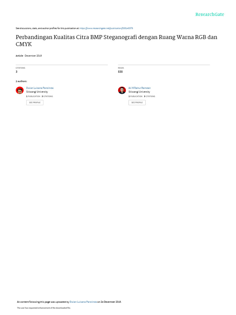 Perbandingan Kualitas Citra BMP Steganografi Dengan Ruang Warna RGB Dan ...