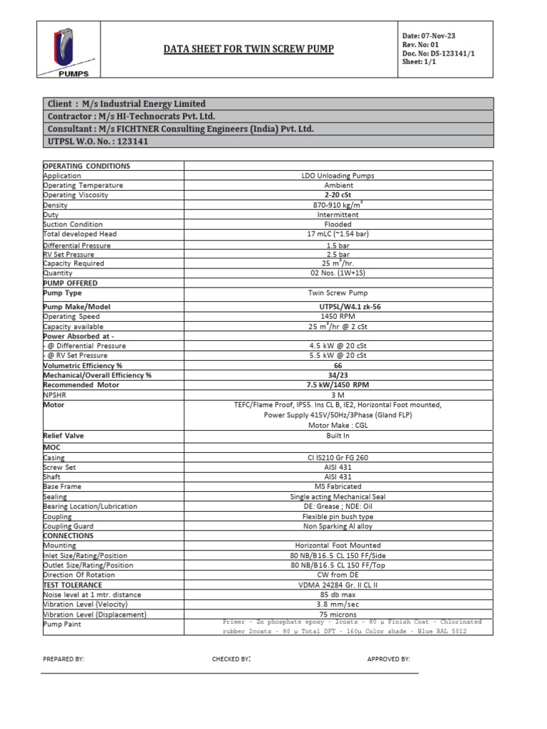 1 Revised Documents of Ldo Pumps-3 | PDF | Pump | Screw