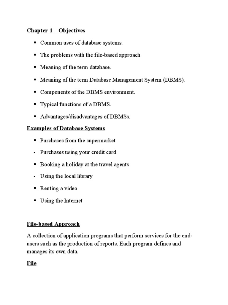 Chapter 1 - Objectives | PDF | Databases | Data