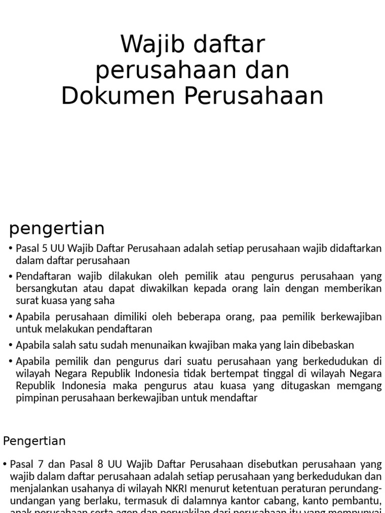 Panduan Wajib Daftar Perusahaan di Indonesia | PDF