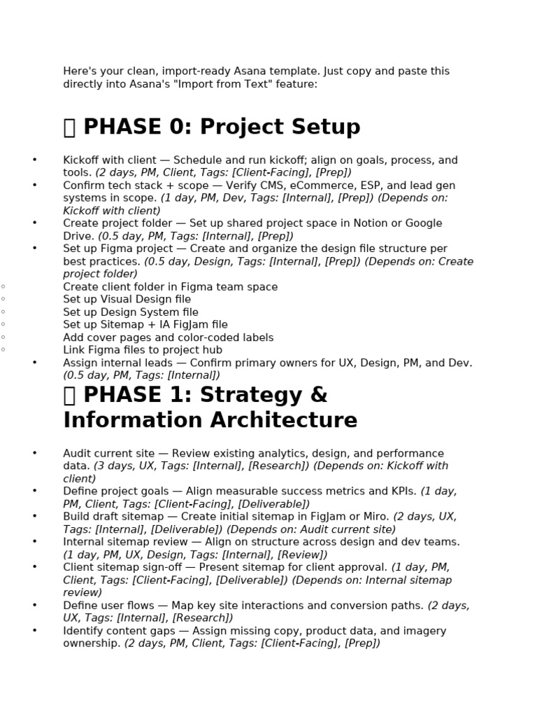 Asana Template for Project Workflow | PDF | Computing | Information ...