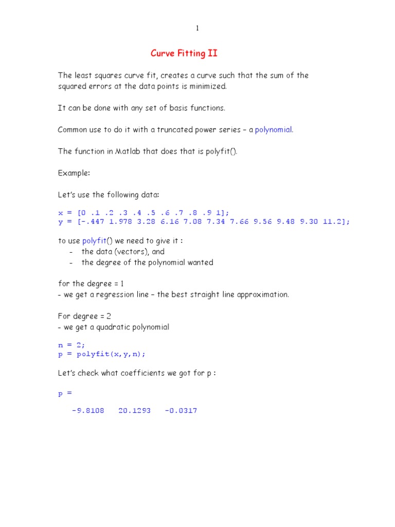 Curve Fitting II: Polynomial | PDF | Polynomial | Spline (Mathematics)