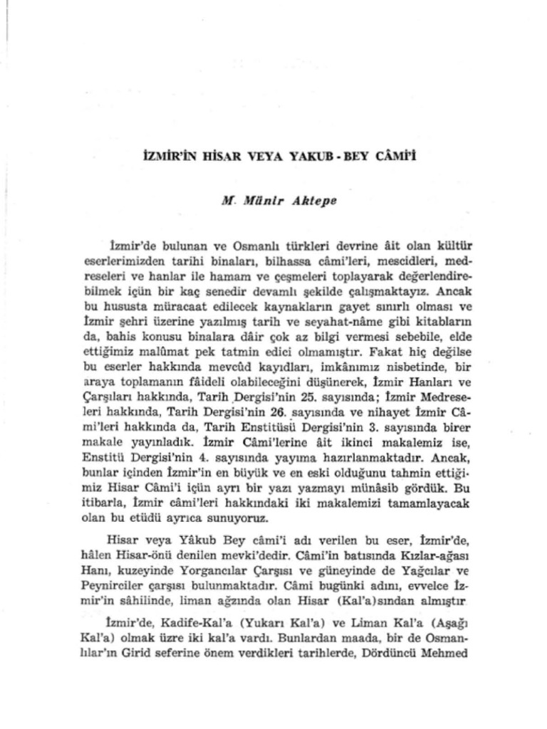 İzmir'in Hisar Veya Yakub - Bey CamiÊ¿i (#119809) - 101745 | PDF