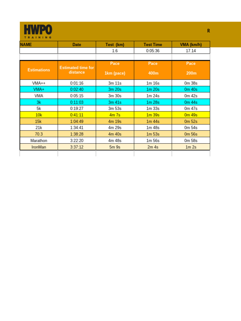 Running Pace Calculator and VMA Guide | PDF