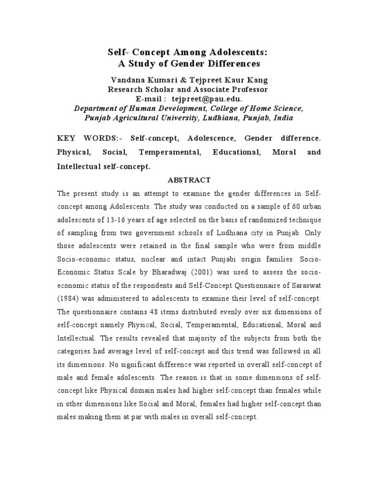 Self Concepts Abstract) | PDF | Science & Mathematics