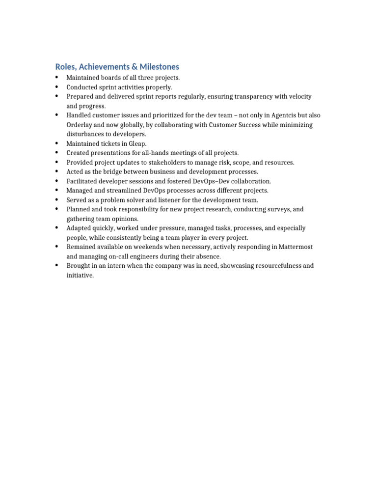 Project Manager Key Achievements | PDF