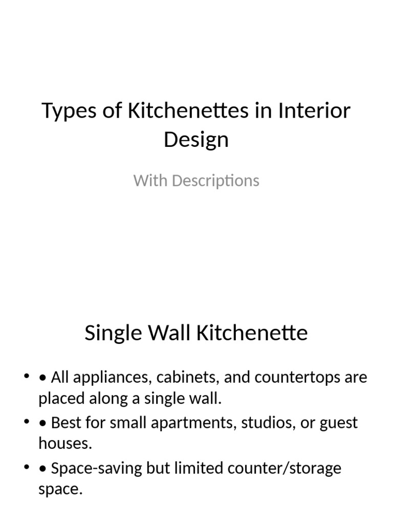 Types of Kitchenettes With Descriptions | PDF
