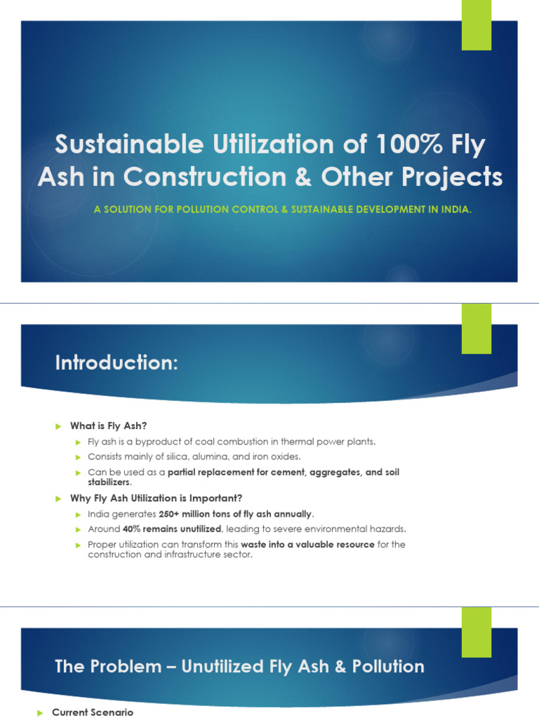 100% Fly Ash Utilization in India | PDF | Concrete | Cement