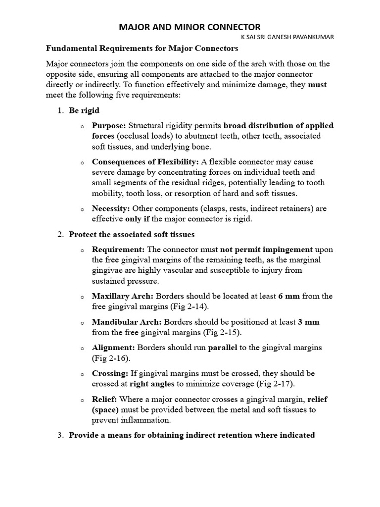 Major Connectors AND Minor Connector | PDF | Dentistry Branches | Mouth