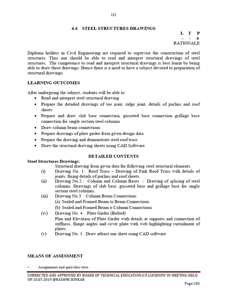 Steel Structures Drawing Course Outline | PDF | Structural Engineering
