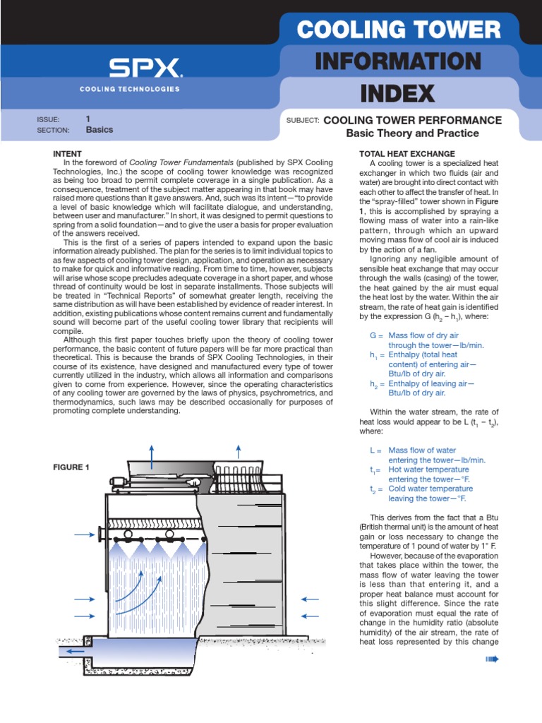 1 Basics: Cooling Tower Performance Basic Theory and Practice | PDF | Heat | Enthalpy