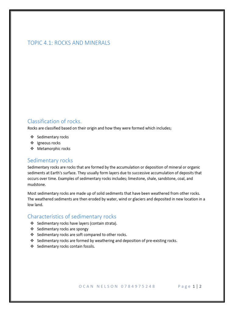S.1 Work of Rocks and Minerals - 120354 | PDF | Rock (Geology ...