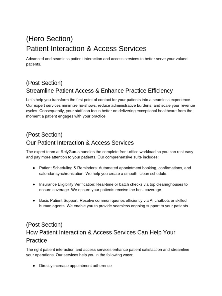 Patient Interaction & Access Services | PDF | Electronic Health Record ...